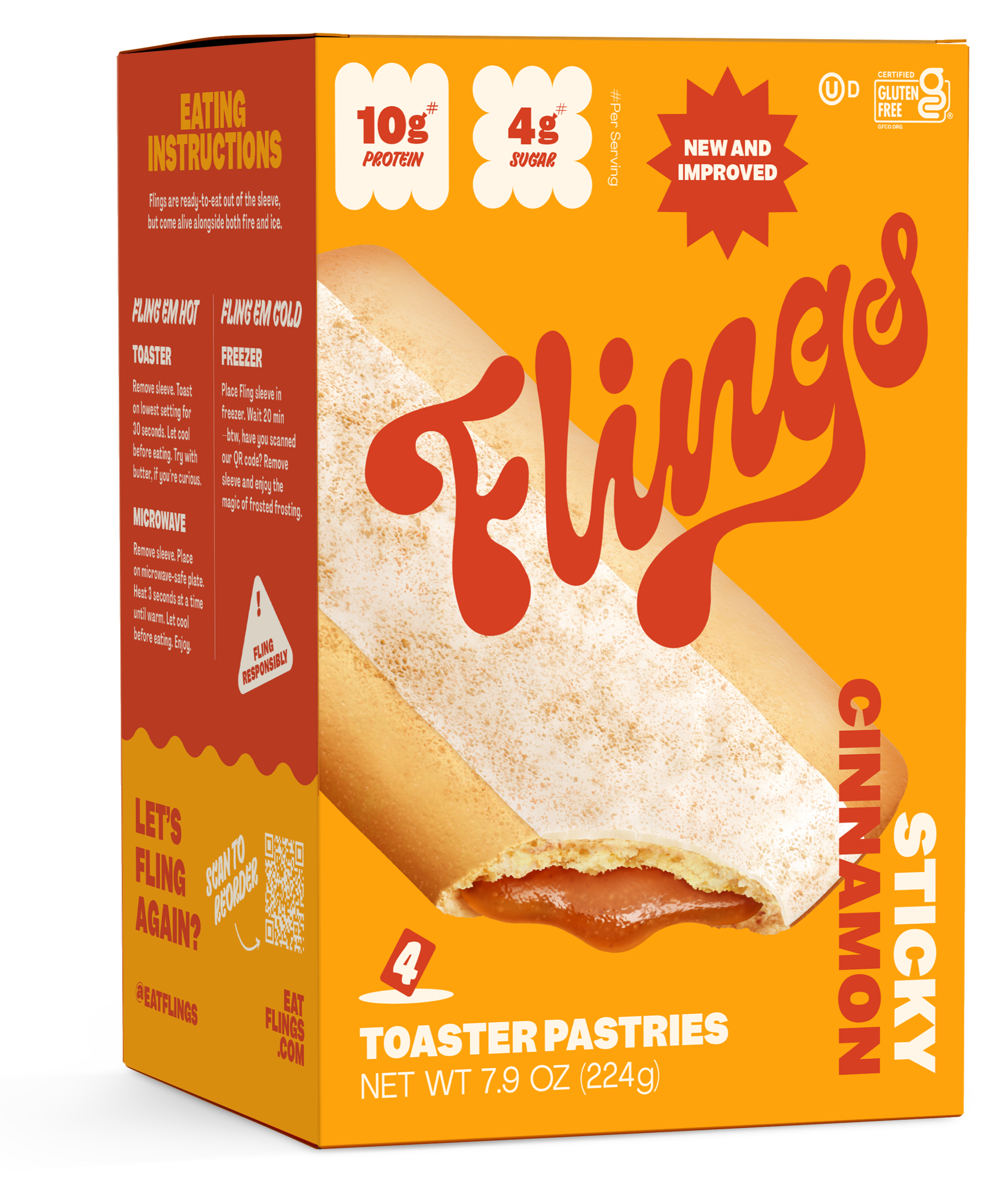 Flings Cinnamon - High Protein, Low Sugar Toaster Pastries