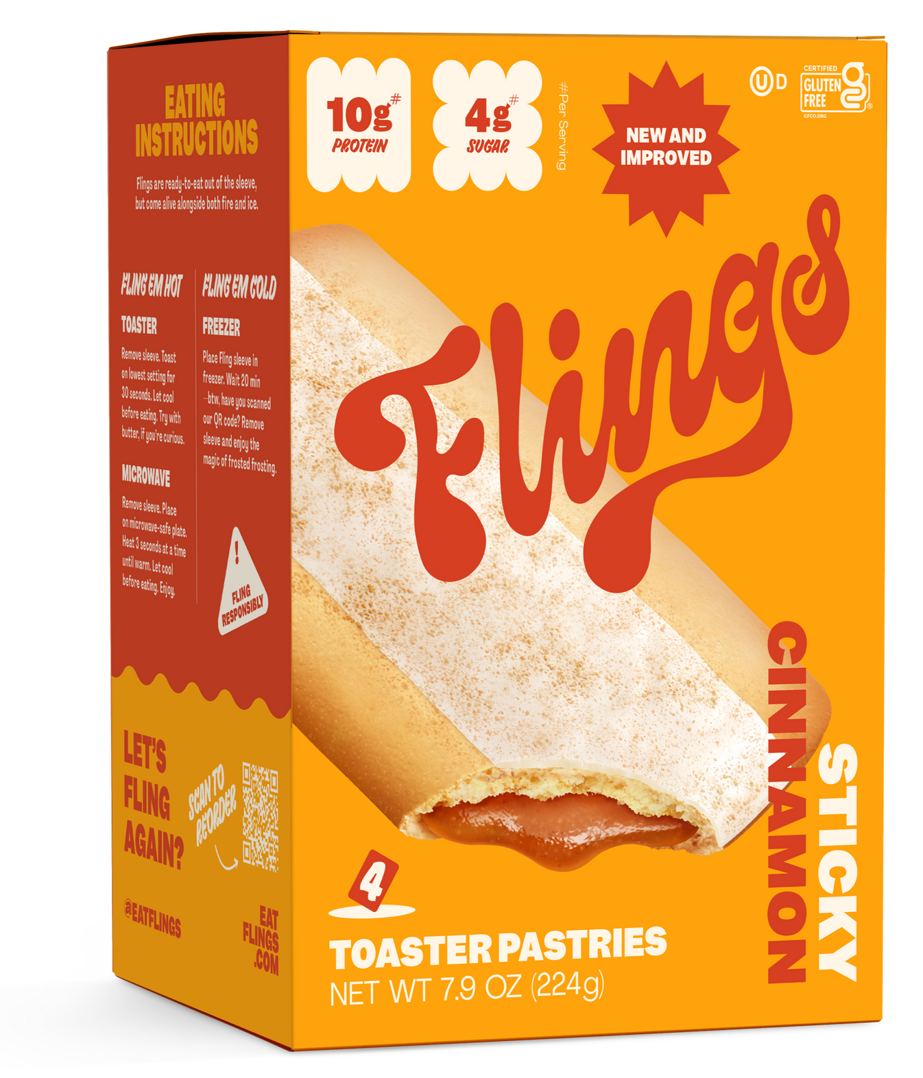 Flings Cinnamon - High Protein, Low Sugar Toaster Pastries