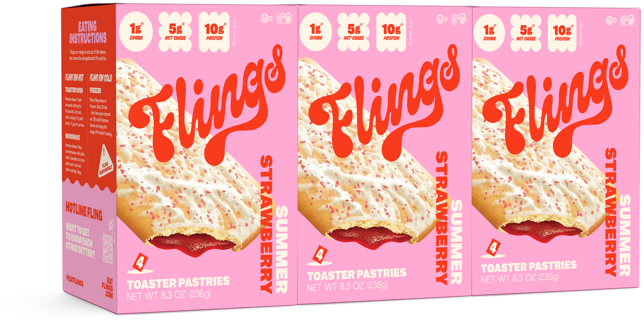 Flings Strawberry - High Protein, Low Sugar Toaster Pastries